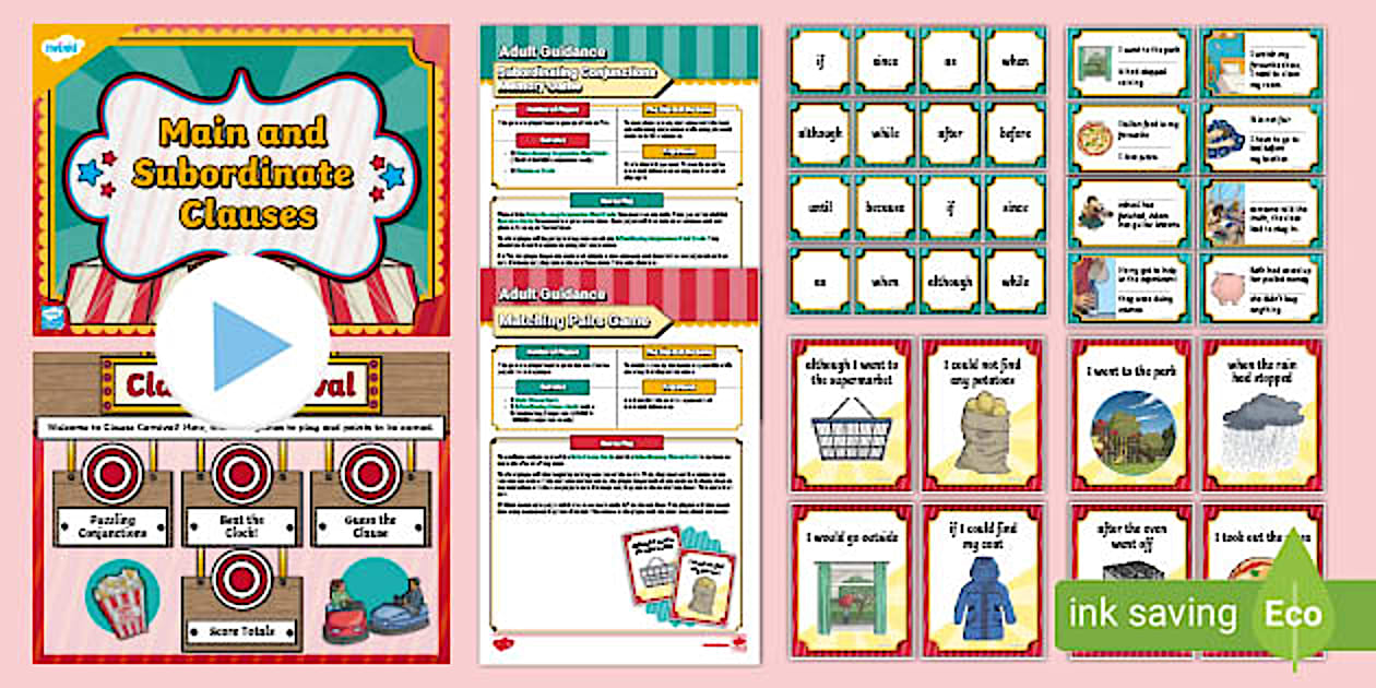 KS2 Main and Subordinate Clause Matching Activity Pack