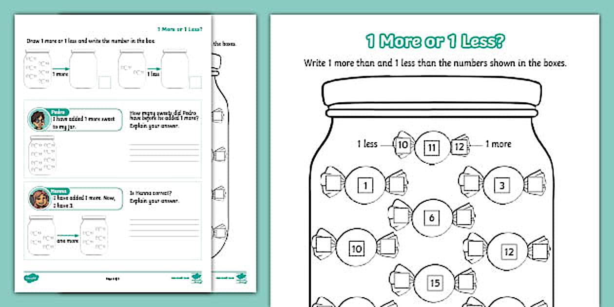 1 More or 1 Less? Activity Sheets - Twinkl