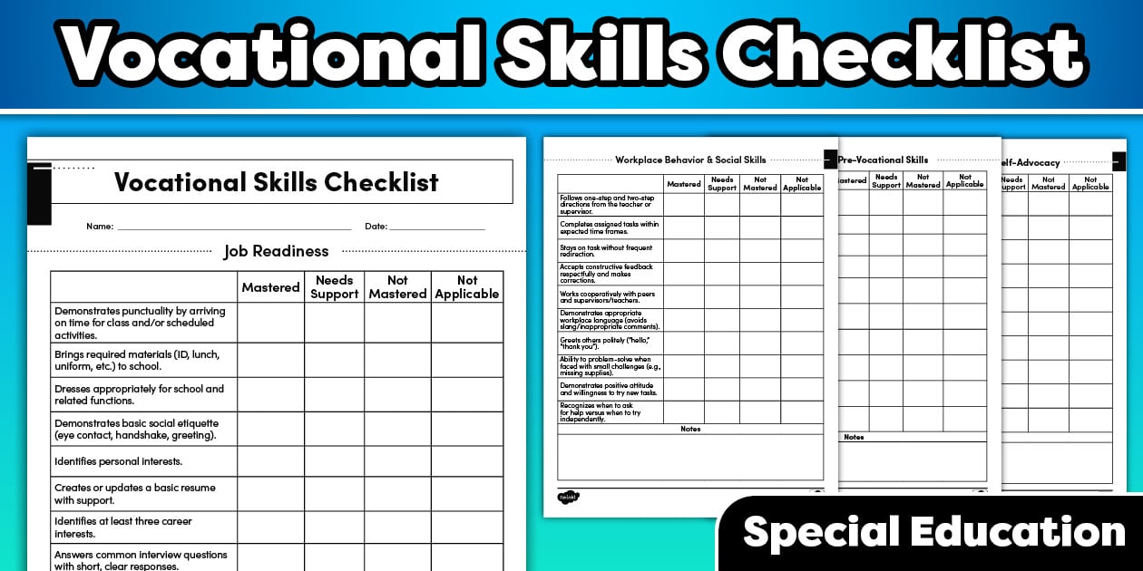 * NEW * Vocational Skills Checklist | SPED | Twinkl USA