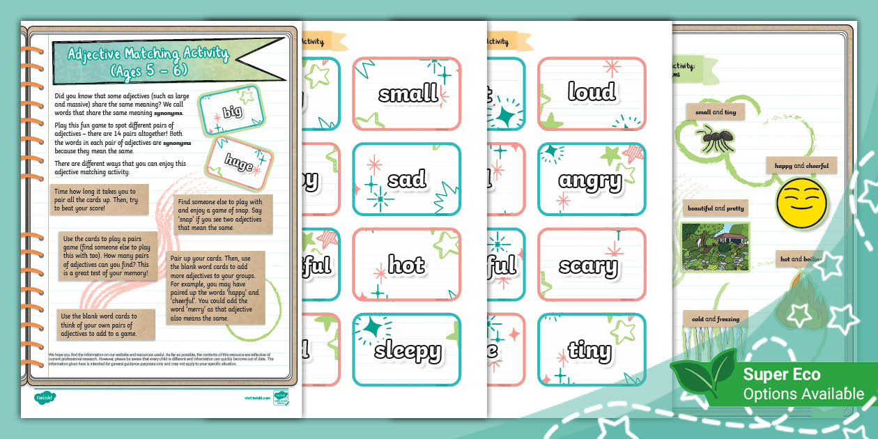 Adjective Matching Activity (Ages 5 - 6)