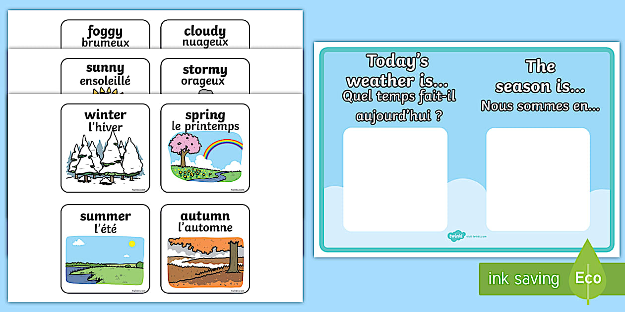 Weather and Season Display Poster English/French - Weather and Season ...