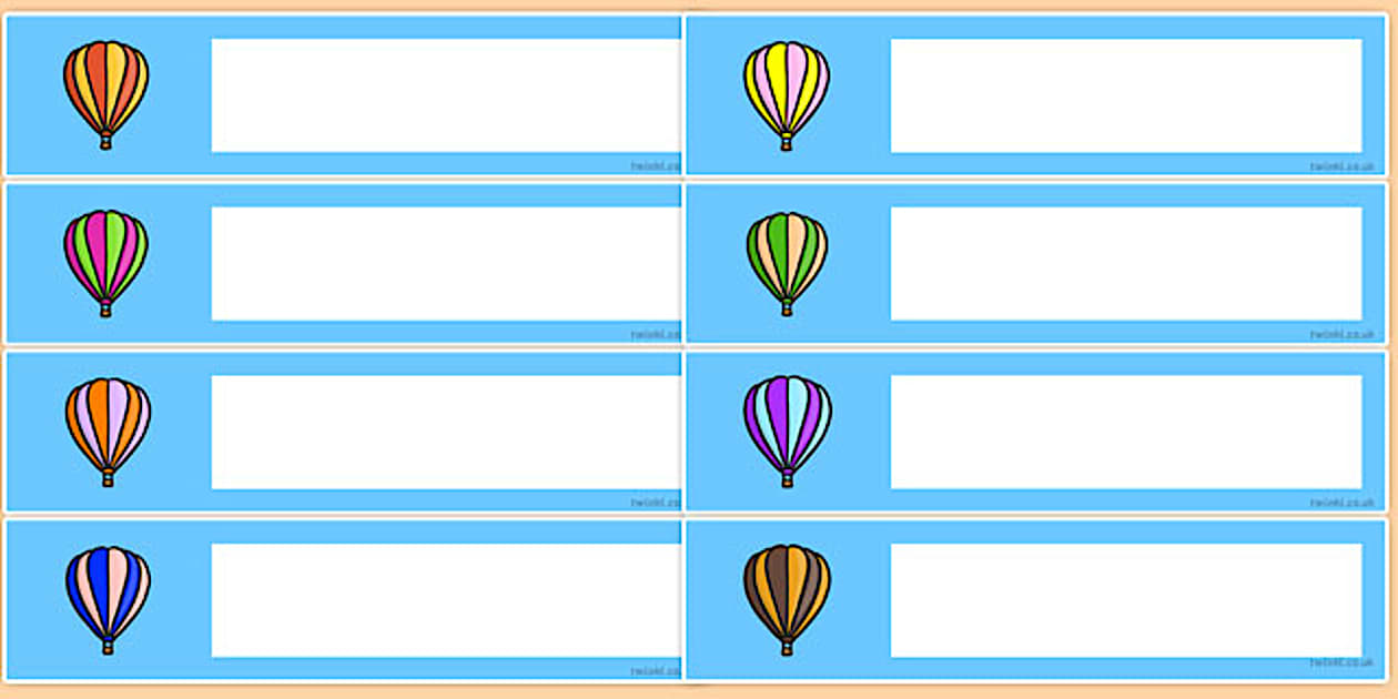 Hot Air Balloon Themed Editable Gratnells Tray Labels - labels