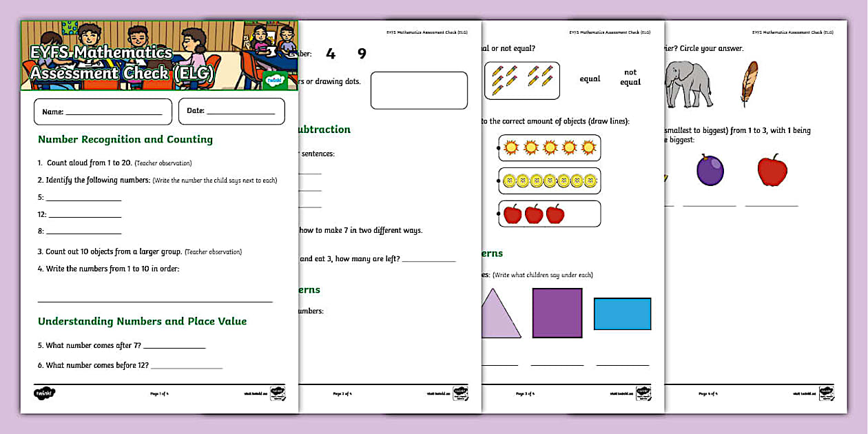 Early Years Foundation Stage (EYFS) Mathematics Assessment Check (ELG)