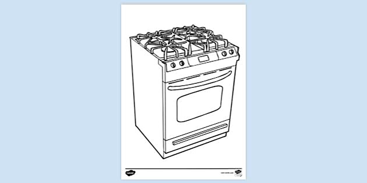Gas Oven Colouring Sheet (teacher made) - Twinkl