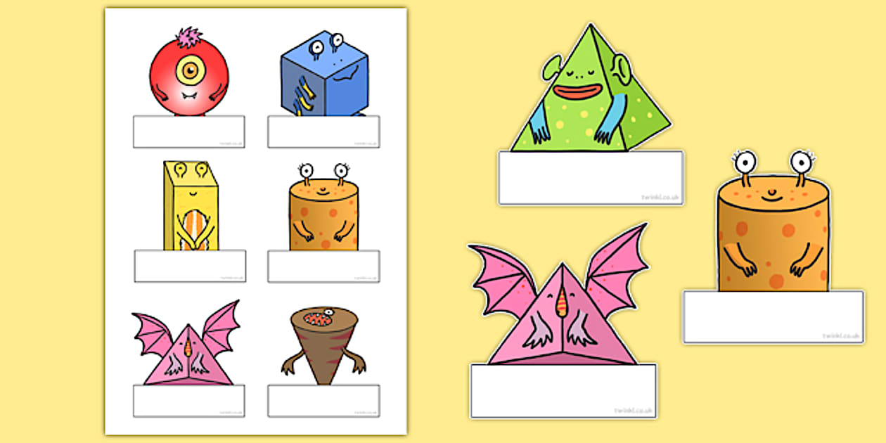 3D Shape Aliens Editable Self-Registration Labels - Twinkl
