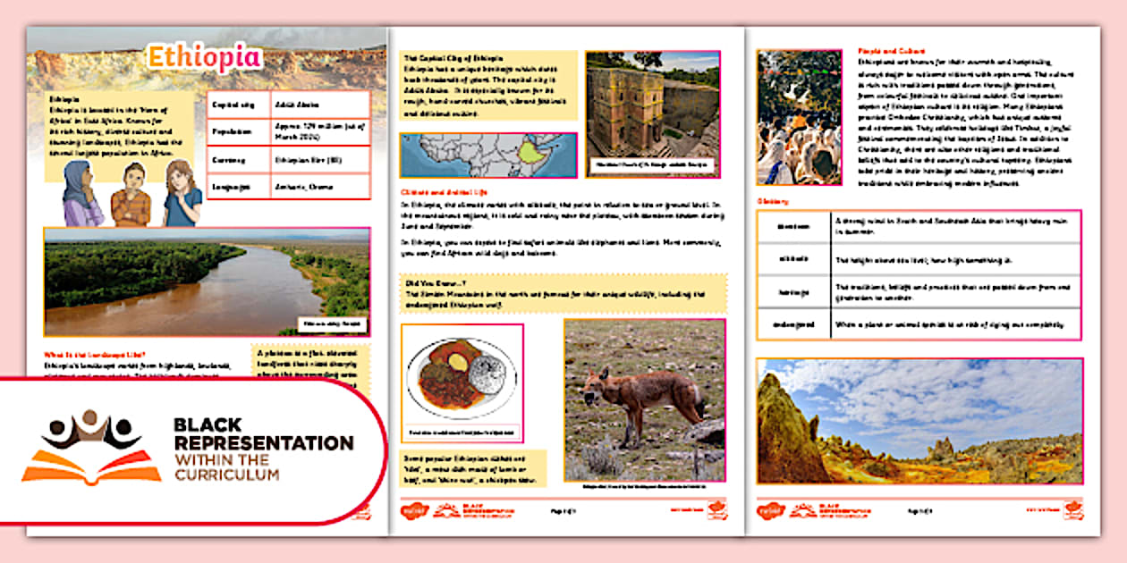 KS2 Ethiopia Information Sheet (Teacher-Made) - Twinkl