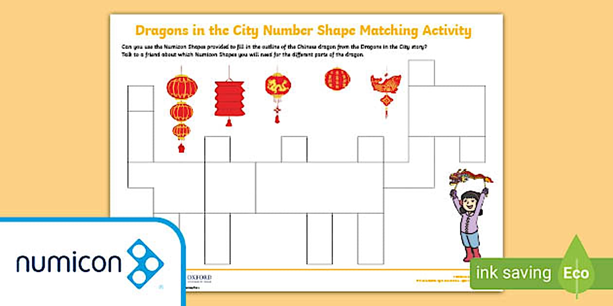 Dragons in the City Chinese New Year Number Shape Activity