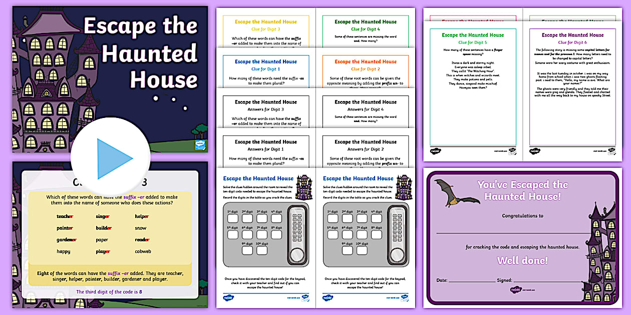 Year 1 English Escape the Haunted House Game (teacher made)