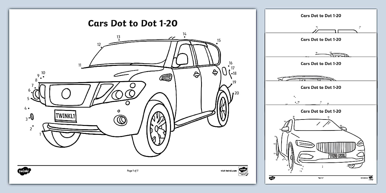 👉 Cars Dot to Dot Up to 20 - KS1 (Teacher-Made) - Twinkl
