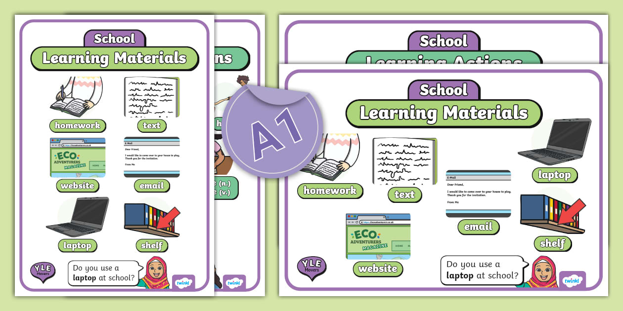 YLE Movers School Vocabulary Posters (Lehrer gemacht)