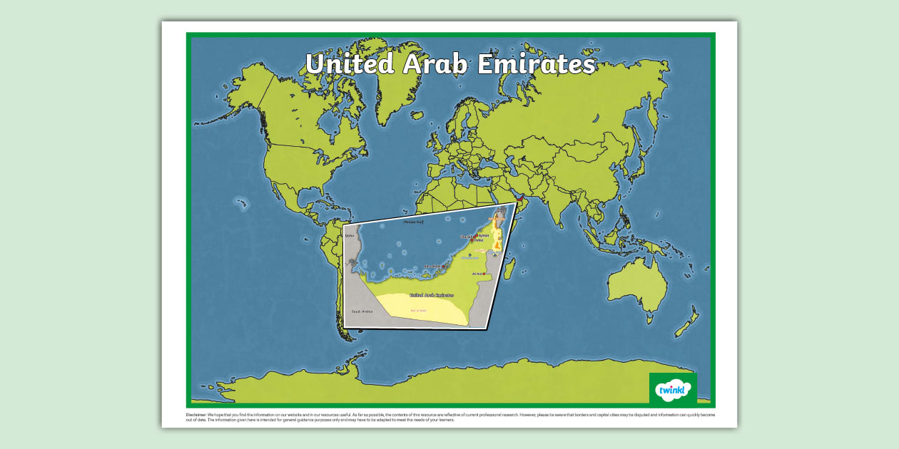 UAE on a World Map (teacher made) - Twinkl