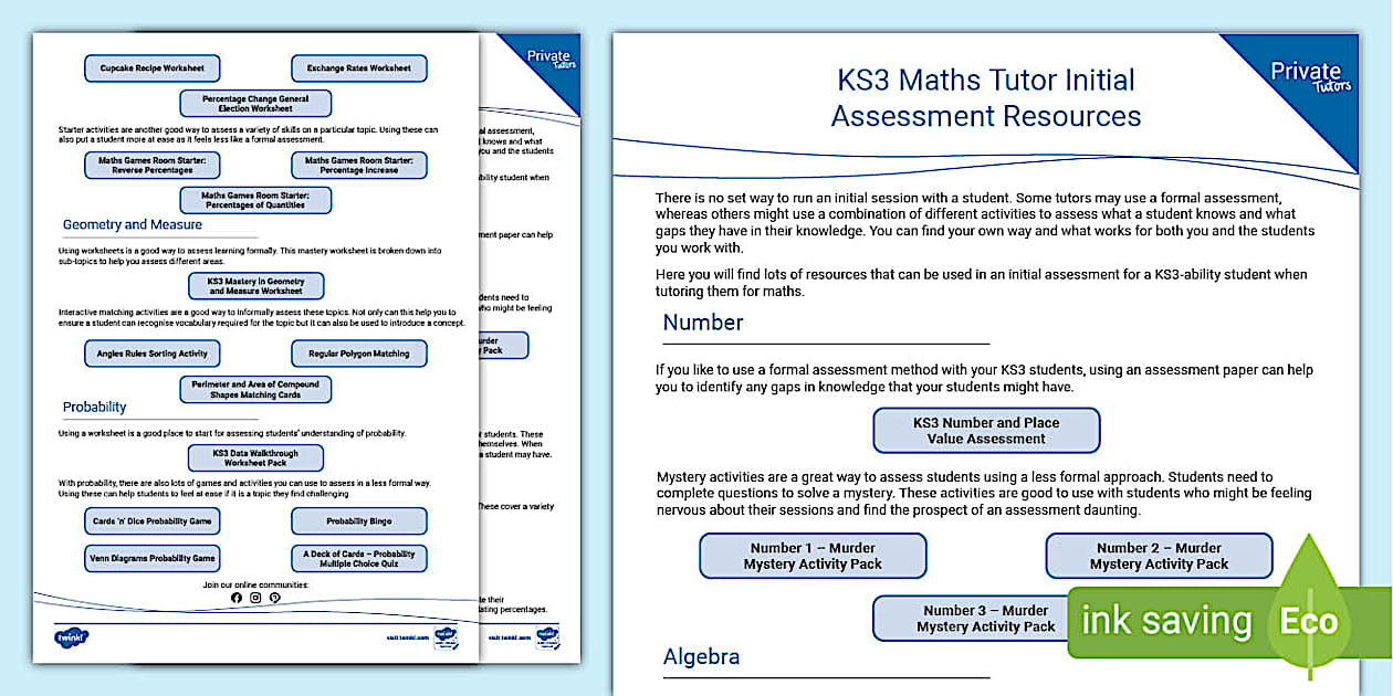 👉 KS3 Maths Tutor Initial Assessment Resources - Twinkl