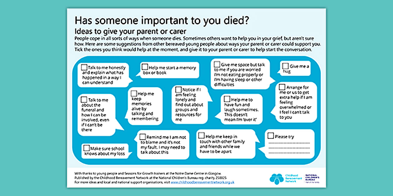 Supporting Bereaved Children Guidance Sheet | Twinkl Life