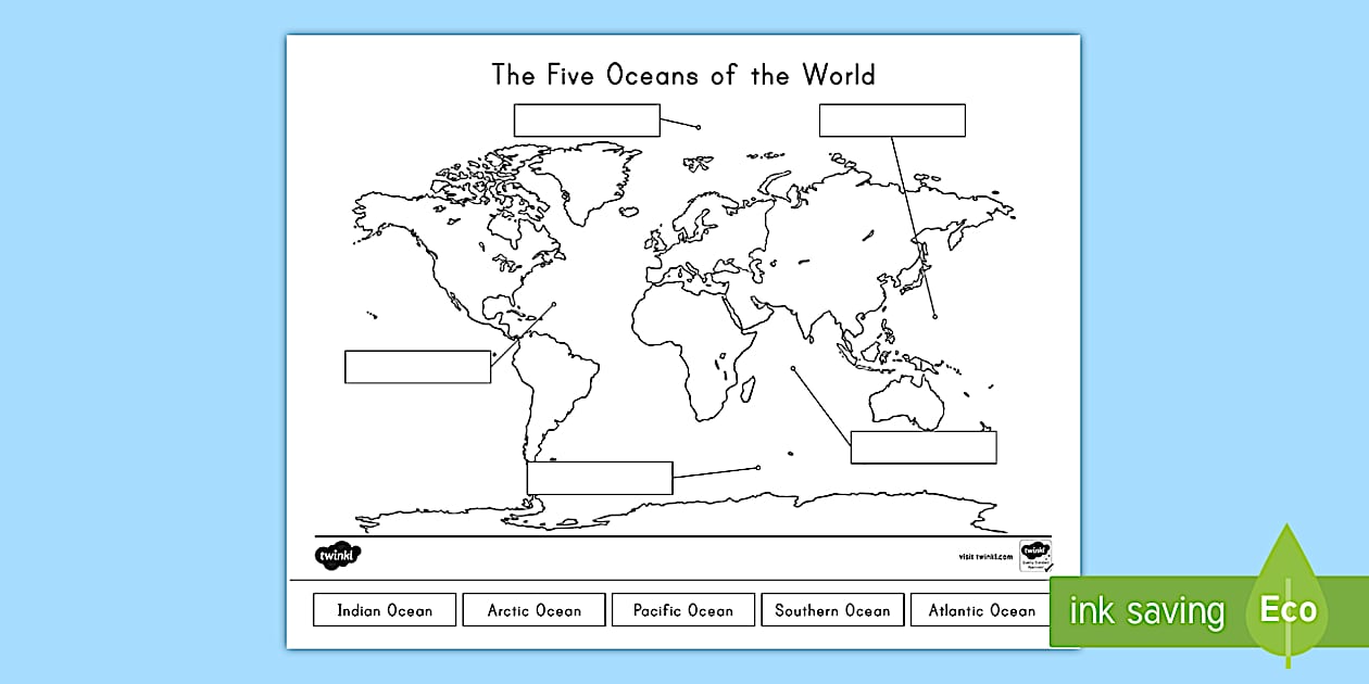 The Five Oceans of the World Cut and Paste Map Labeling Activity ...
