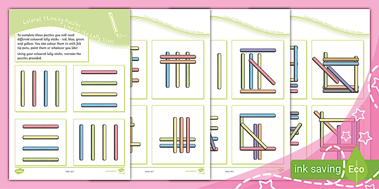 Lateral Thinking Puzzles - Line Up the Lolly Sticks - Twinkl