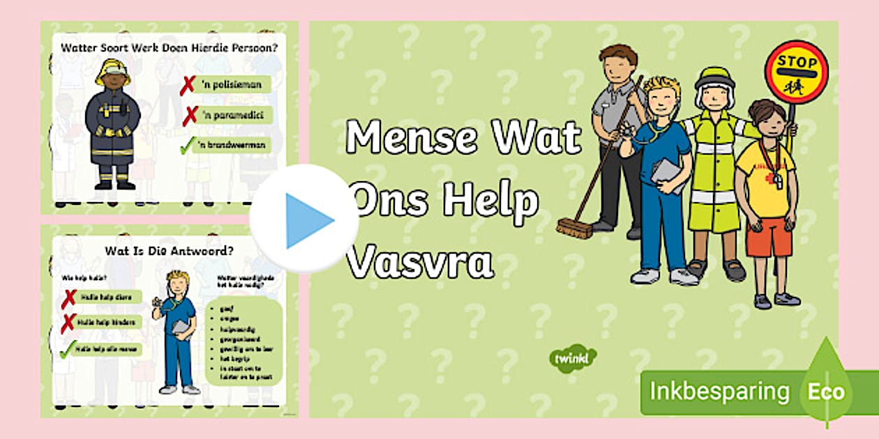 Mense Wat Ons Help Vasvra PowerPoint - Twinkl
