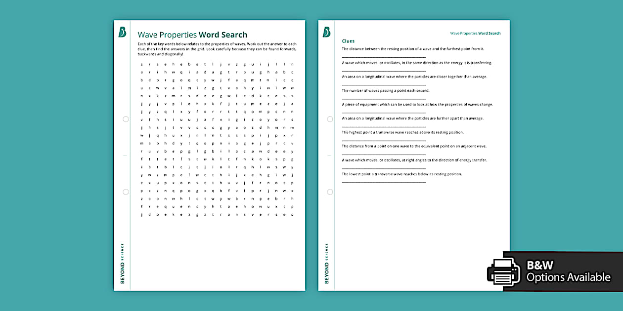 KS3 Wave Properties Word Search | Physics | Beyond - Twinkl