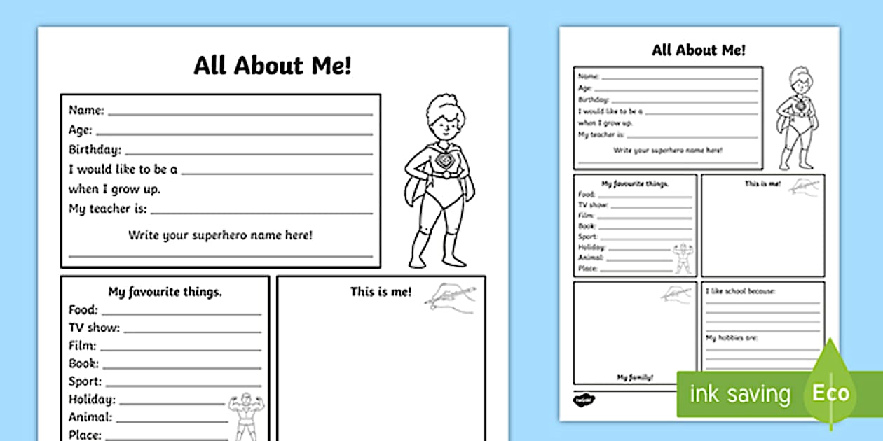 Editable All About Me Worksheet (teacher made) - Twinkl