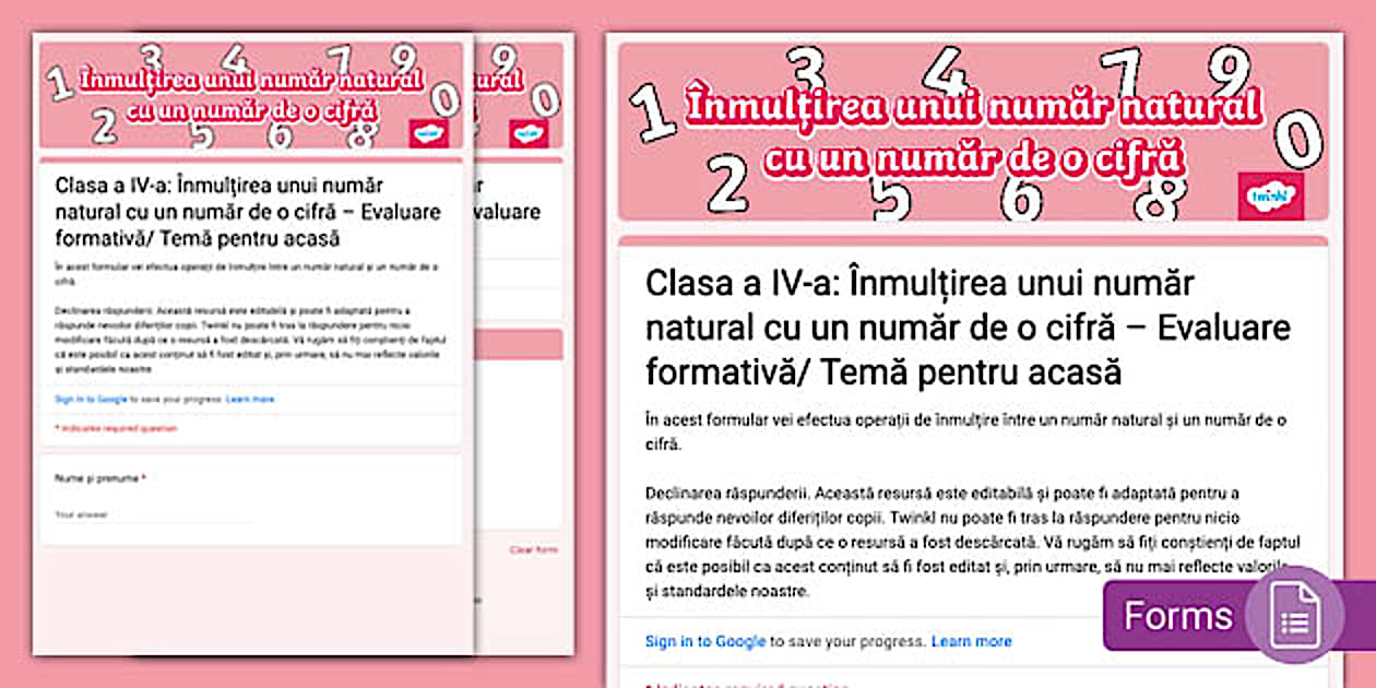 Clasa a IV-a: Înmulțirea unui număr natural - Twinkl