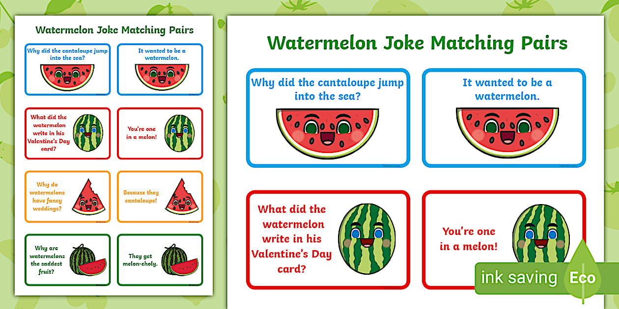 Watermelon Joke Matching Pairs (teacher made) - Twinkl