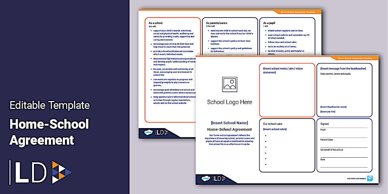 Home-School Agreement Template - Leaders - Twinkl