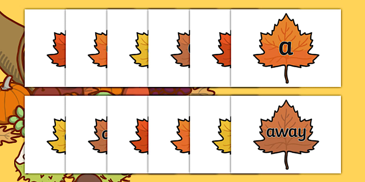 Foundation Stage 2 Keywords on Autumn Leaves (teacher made)