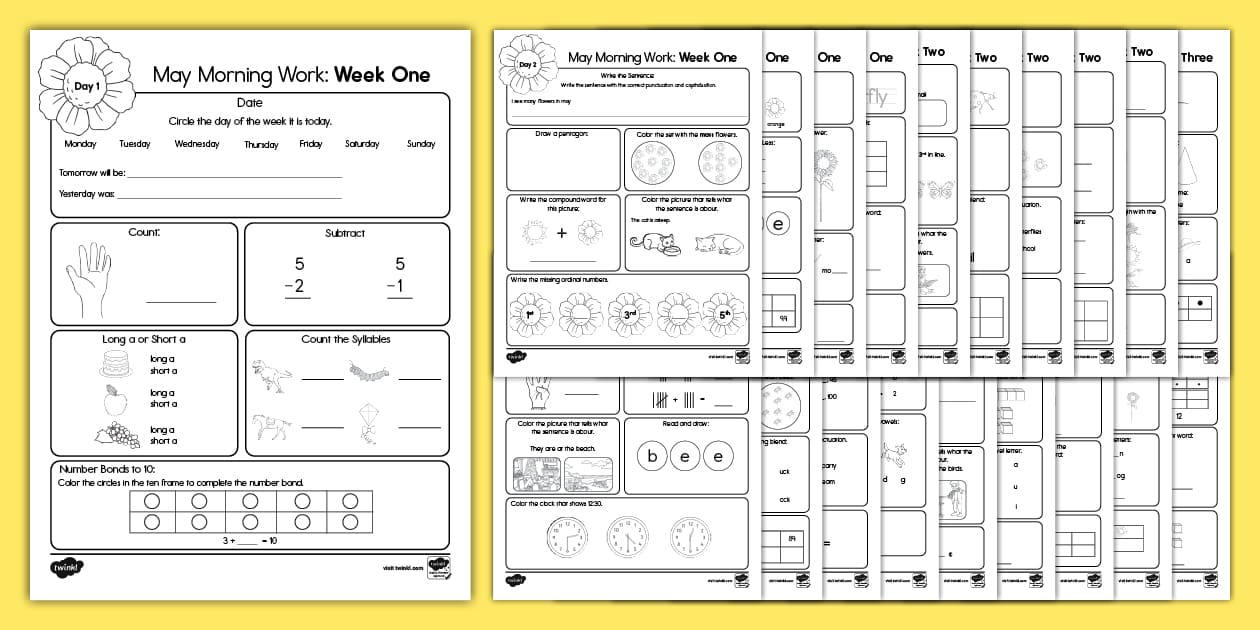 Kindergarten May Morning Work Bundle (teacher made) - Twinkl