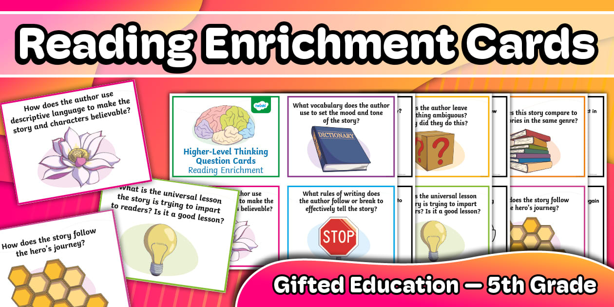 Higher-Level Thinking Cards for Gifted Reading Enrichment