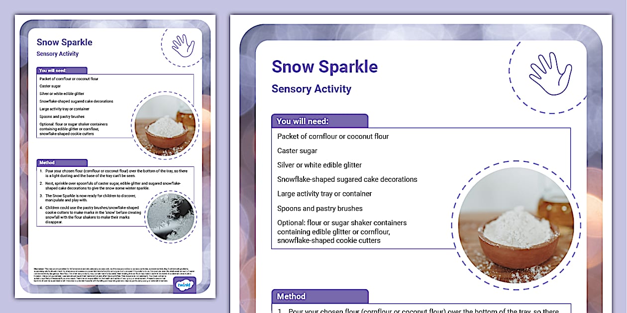 Snow Sparkle Sensory Recipe | Twinkl (teacher made) - Twinkl