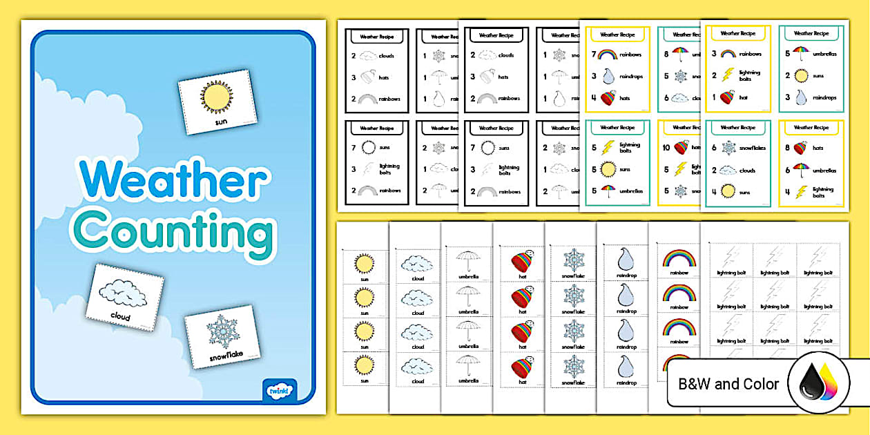 Weather Counting Recipe Activity Cards for PreK-K - Twinkl