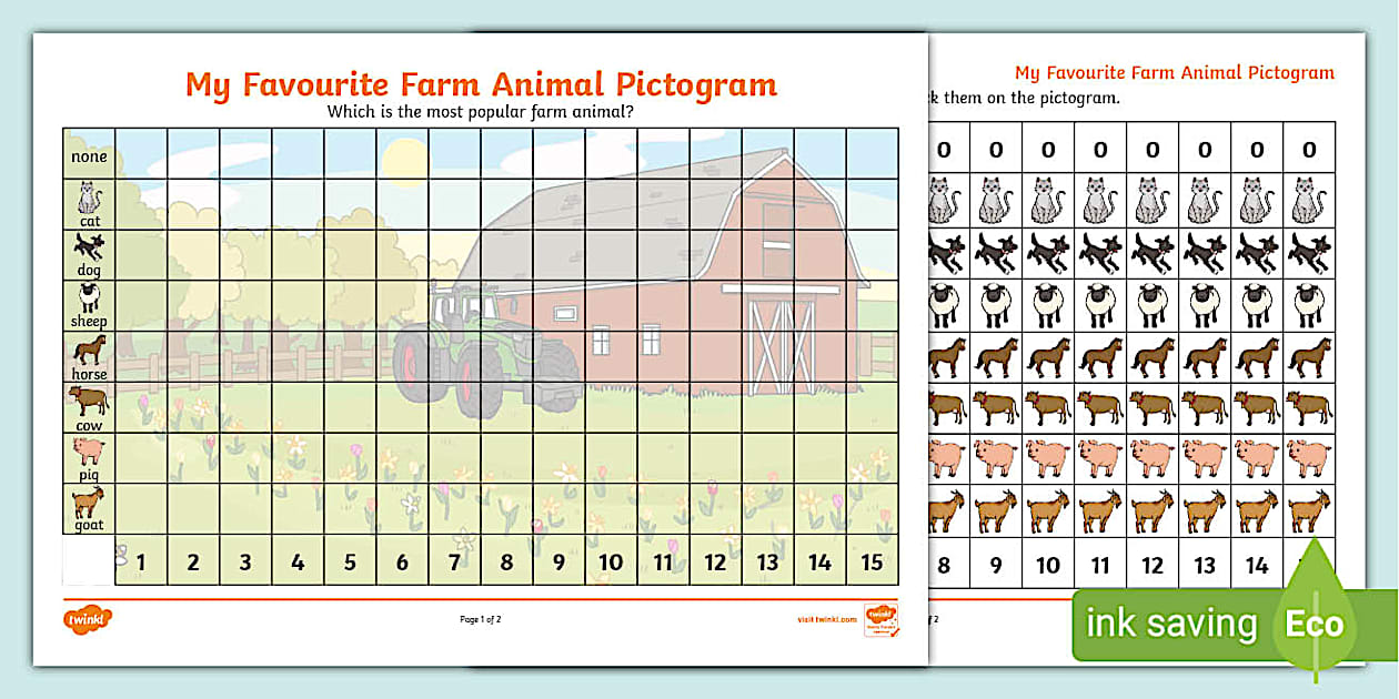 Favourite Farm Animal Pictogram (teacher made) - Twinkl