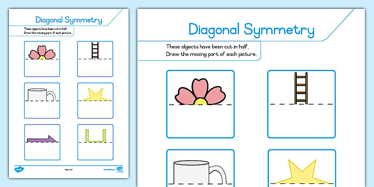 Maths - Symmetry - Activity Sheet - Horizontal Lines