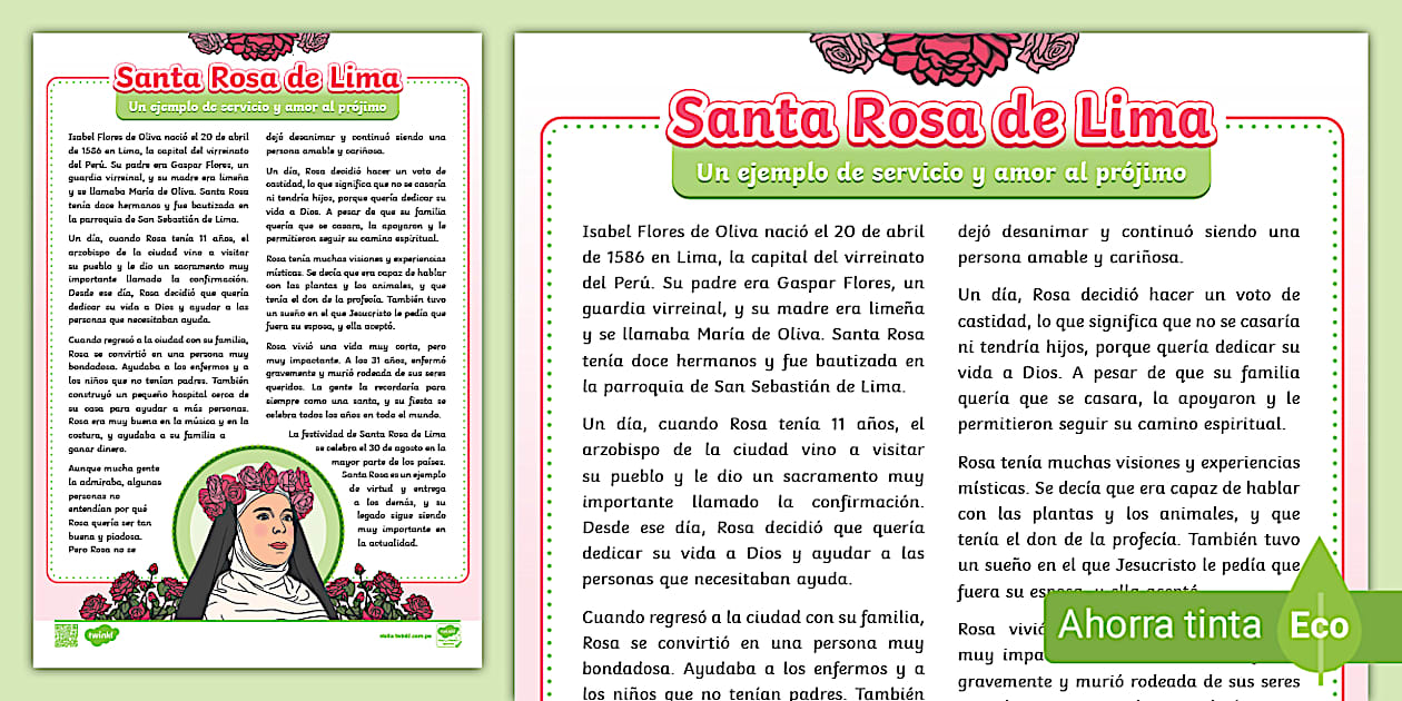 Historia de Santa Rosa de Lima para niños | Twinkl Perú
