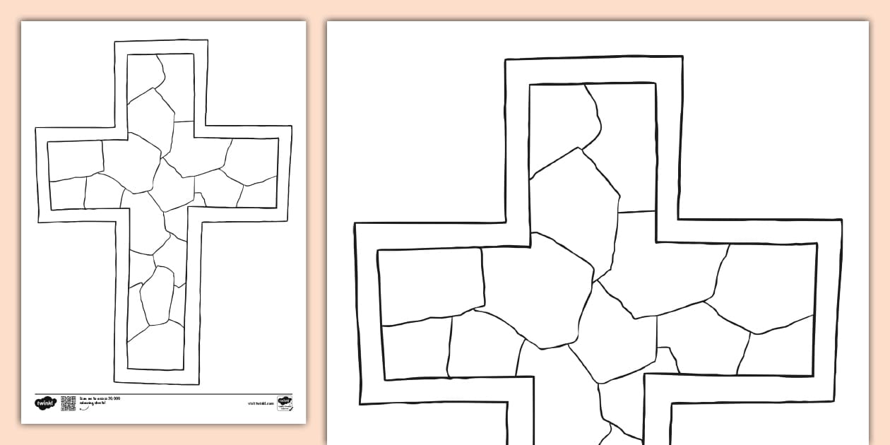 Stained Glass Cross Colouring Sheet - Twinkl