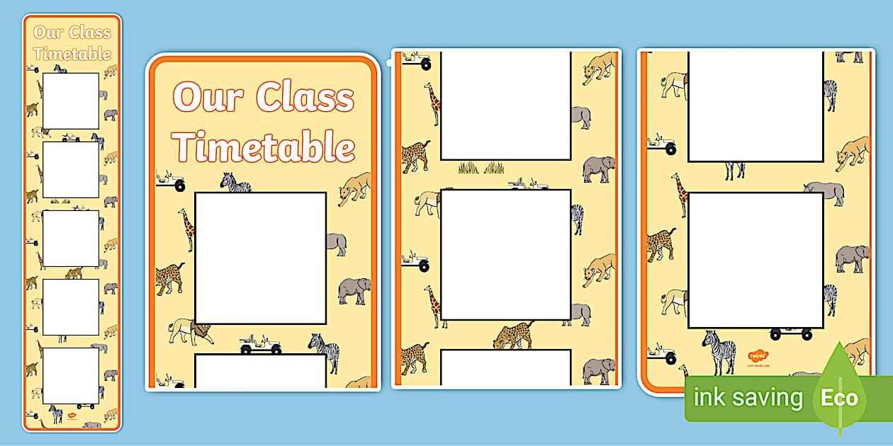 Safari-Themed Vertical Visual Timetable (teacher made)