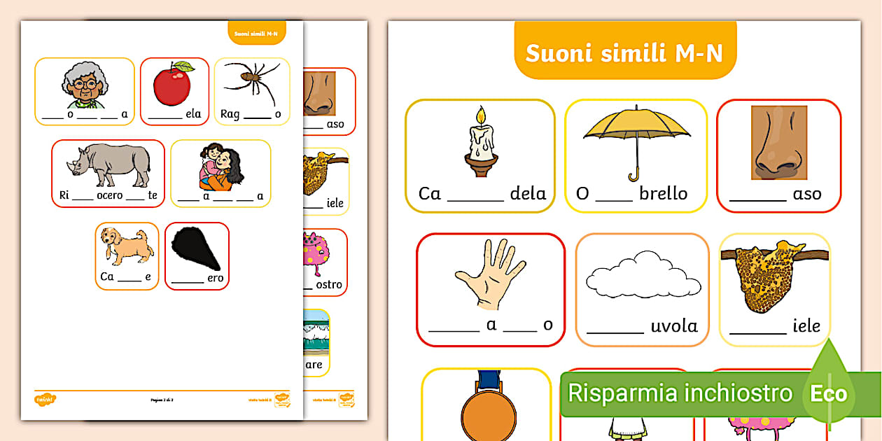 Suoni simili M-N Sostegno (Teacher-Made) - Twinkl