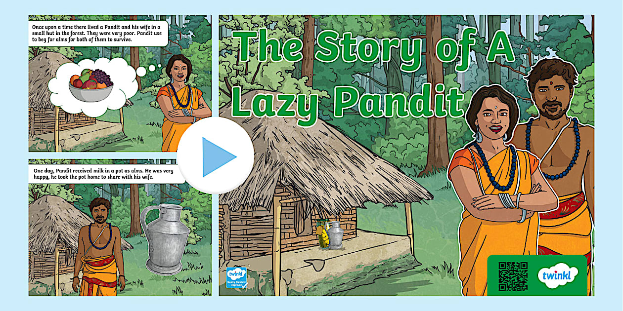 Panchatantra Tales- The Story of A Lazy Pandit - Twinkl