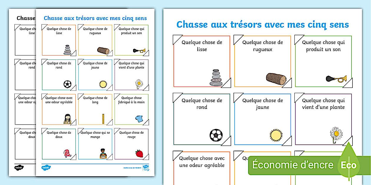 Chasse aux trésors avec mes cinq sens (l'enseignant a fait)