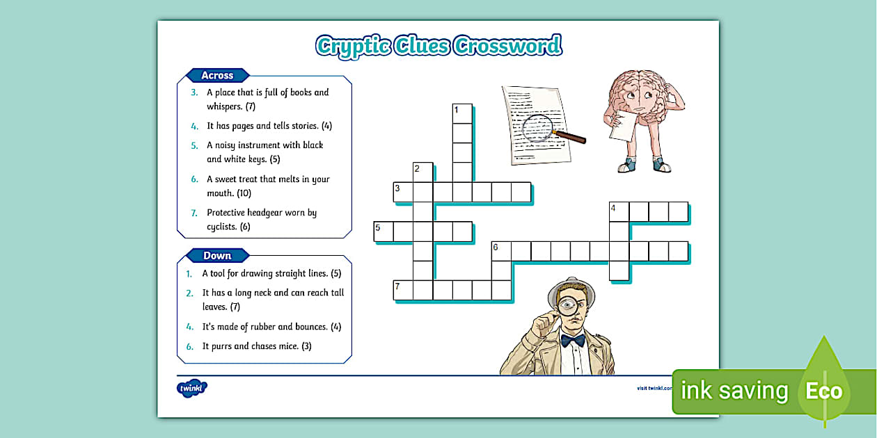 Cryptic Clues Crossword (teacher made) - Twinkl