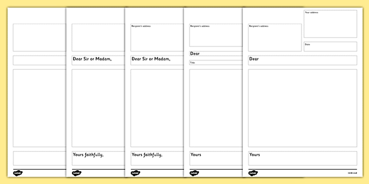 Formal Letter Writing Template for KS1 (teacher made)