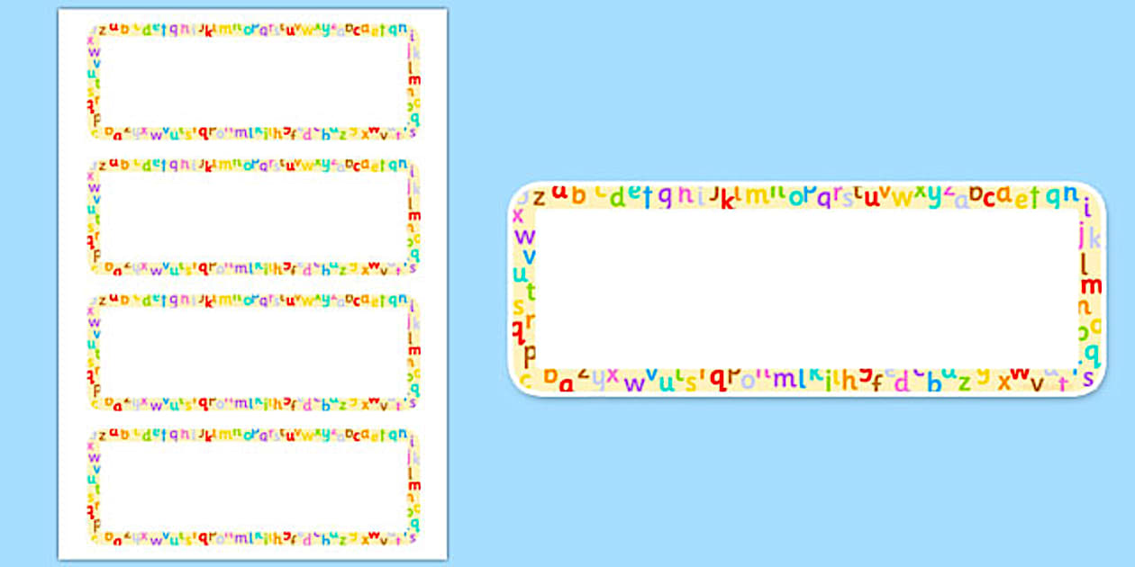 Editable Alphabet Themed Name Label Cards - Twinkl