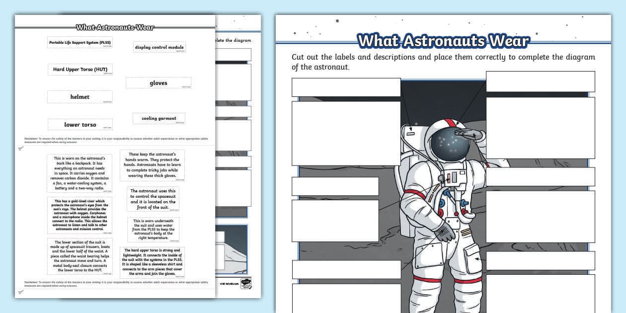What Astronauts Wear Labelling Activity - Twinkl