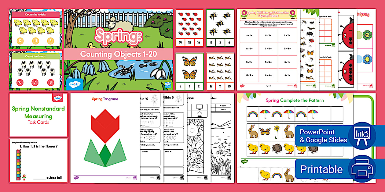 Kindergarten Spring Math Activity Pack - Twinkl