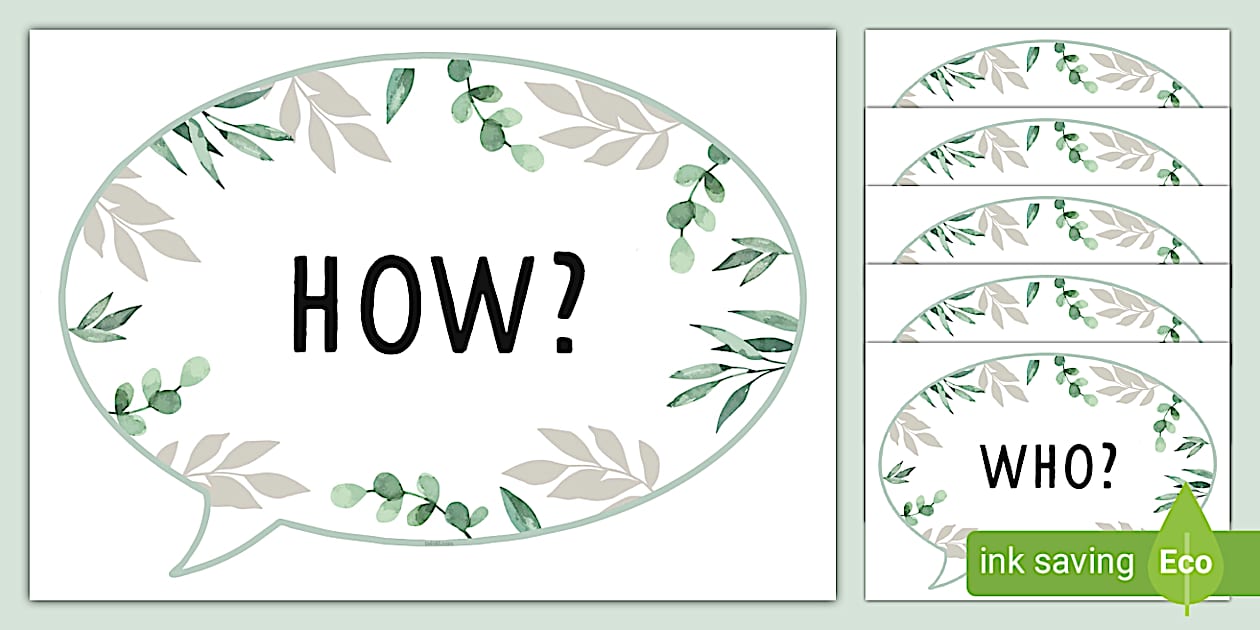 Botanical-Themed Question Words Display Posters - Twinkl