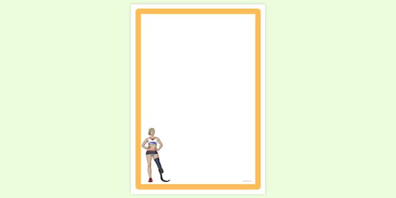 Simple Blank Female Para-Games Athlete Page Border - Twinkl