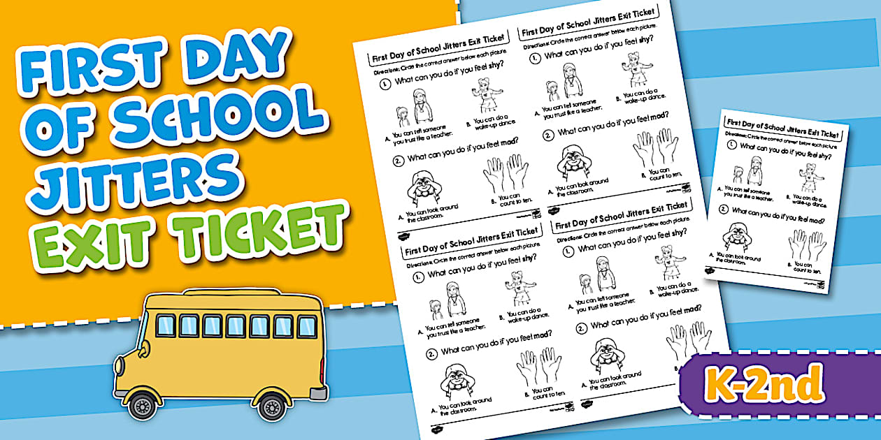 Kindergarten First Day of School Jitters Exit Ticket
