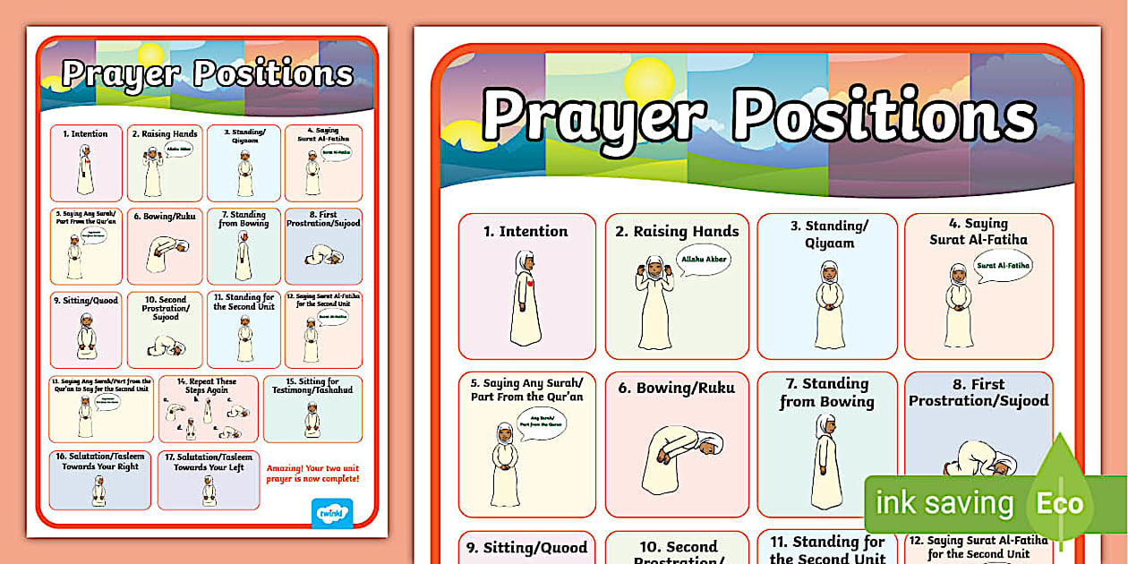 Prayer Positions Display Poster (Girl) - Twinkl