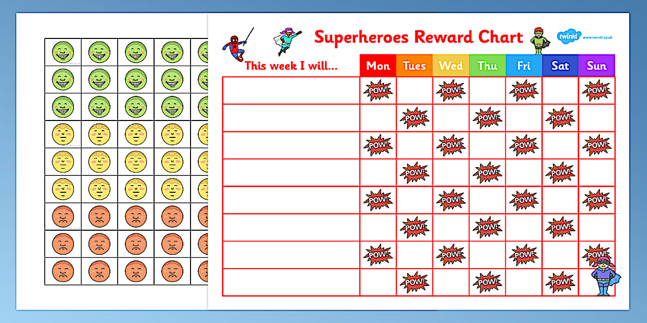 Editable Superheroes Reward Sticker Chart - Twinkl