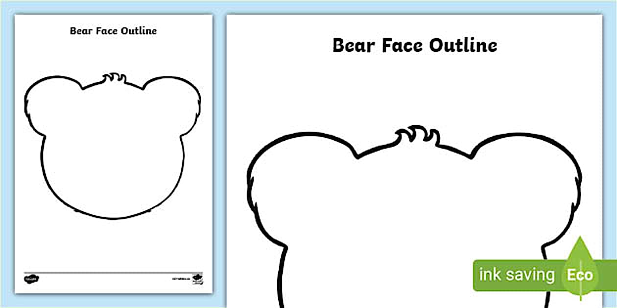 Bear Face Outline (teacher made) - Twinkl
