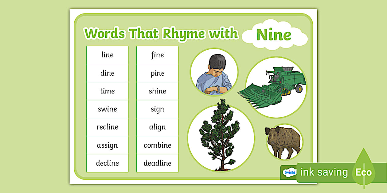 Words That Rhyme with Nine Word Mat (teacher made) - Twinkl
